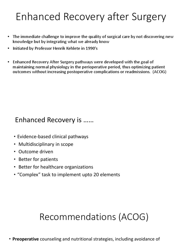 Enhanced Recovery After Surgery | PDF