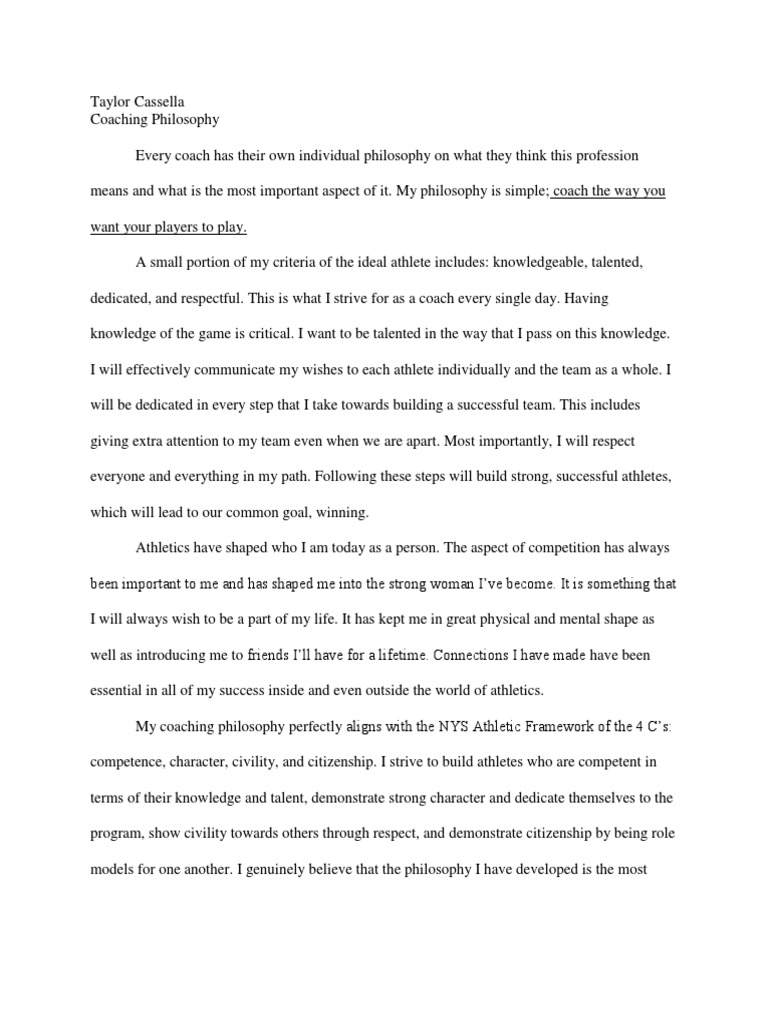 Coaching Philosophy Paper | PDF