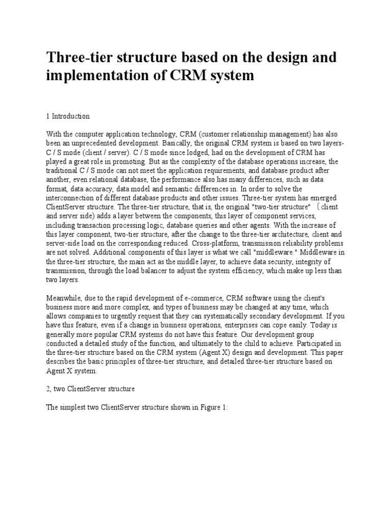 Three-Tier Structure Based On The Design and Implementation of CRM ...