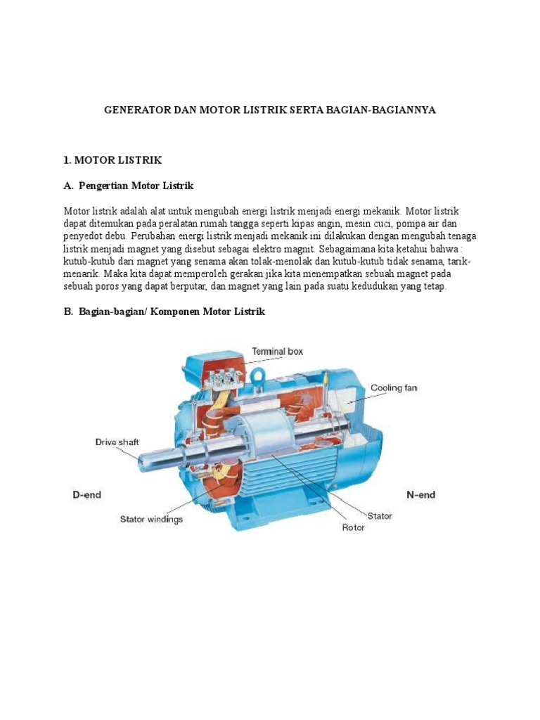 Generator Dan Motor Listrik Serta Bagian | PDF