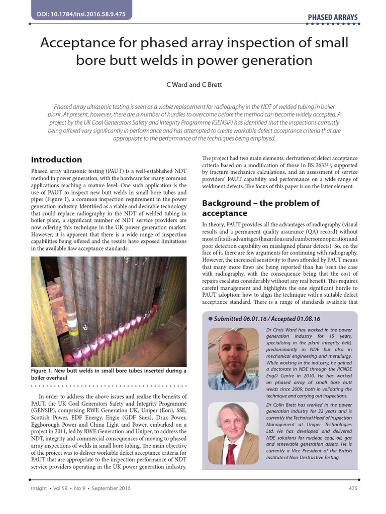 Acceptance For Phased Array Inspection | PDF