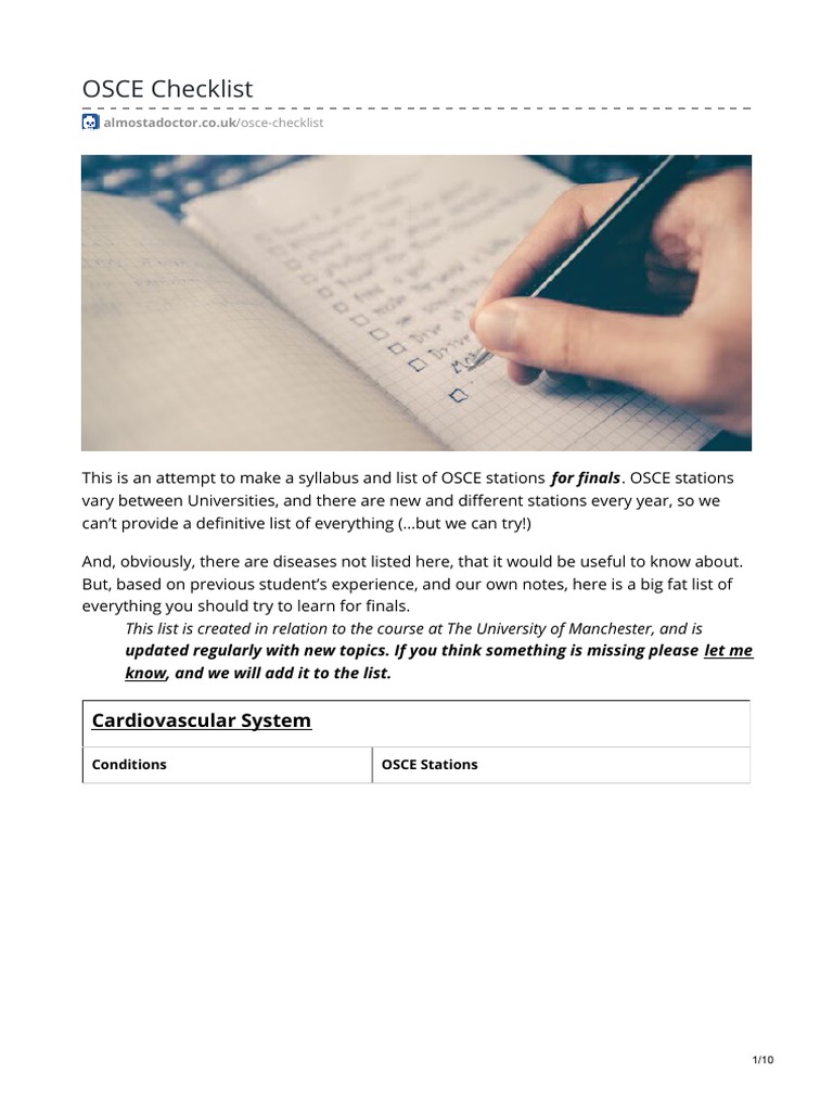 Almostadoctor - co.uk-OSCE Checklist | PDF