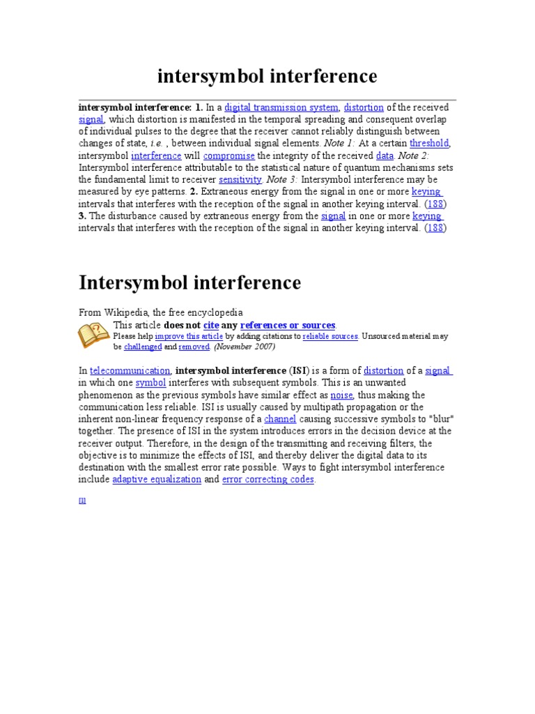 Inter Symbol Interference Pdf Data Transmission Wireless