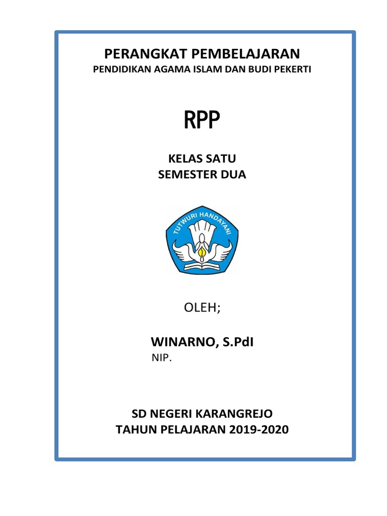 Cover RPP 1 Lembar | PDF | Kesehatan Holistik