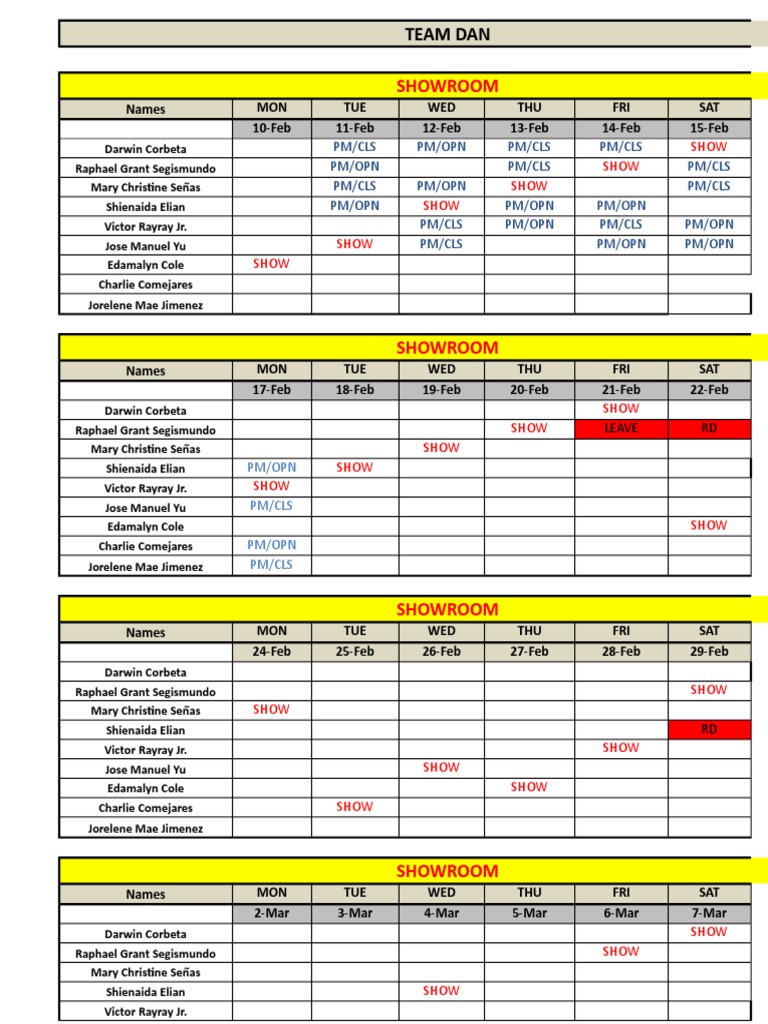 Team DAN Schedule - Feb To March 2020 | PDF