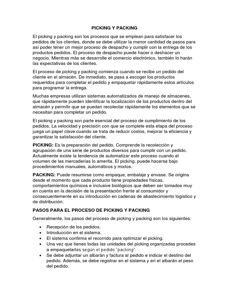 Picking y Packing | PDF