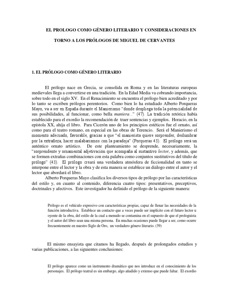 El Prólogo: Género Literario y Función | PDF