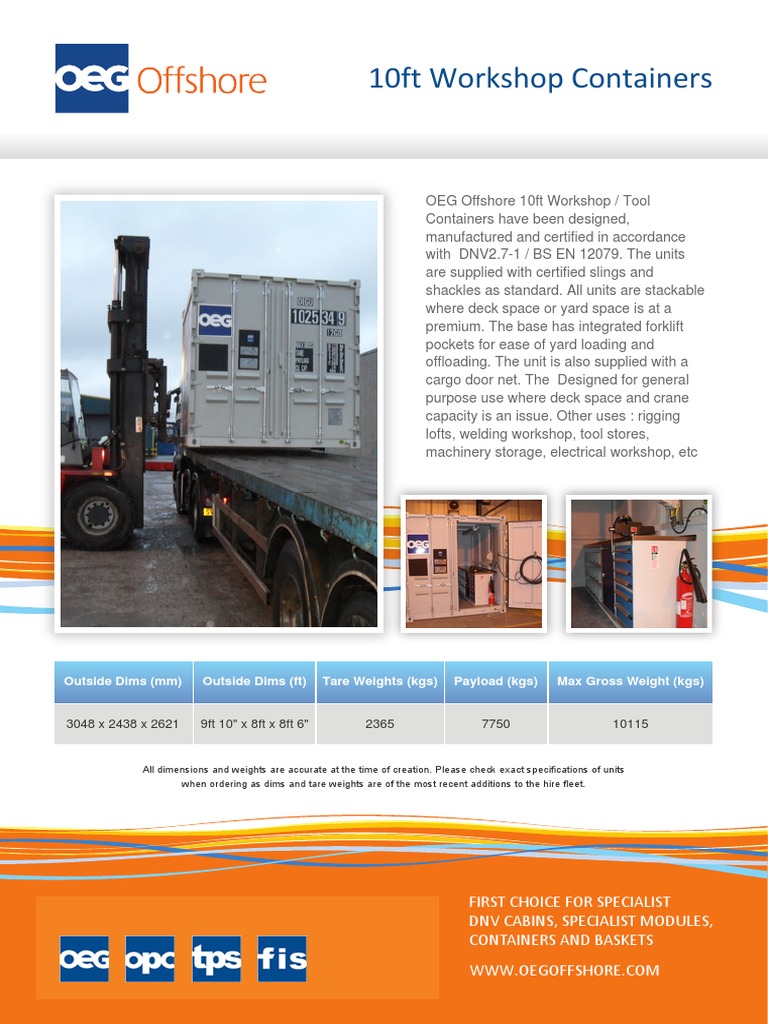 OEG Offshore - 10ft Workshop Containers - Datasheet | PDF