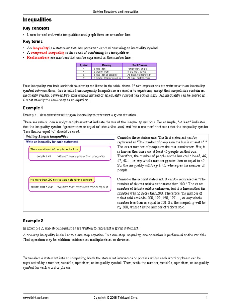 Inequalities Notes | PDF | Inequality (Mathematics) | Numbers