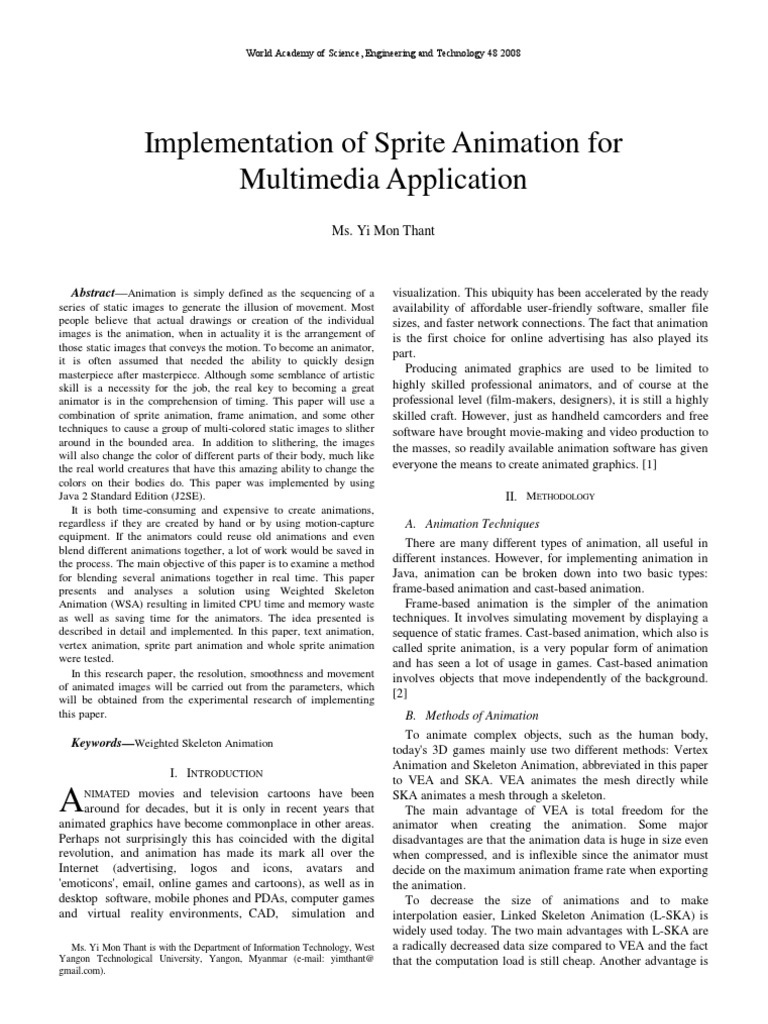 Implementation of Sprite Animation For Multimedia Application | PDF ...