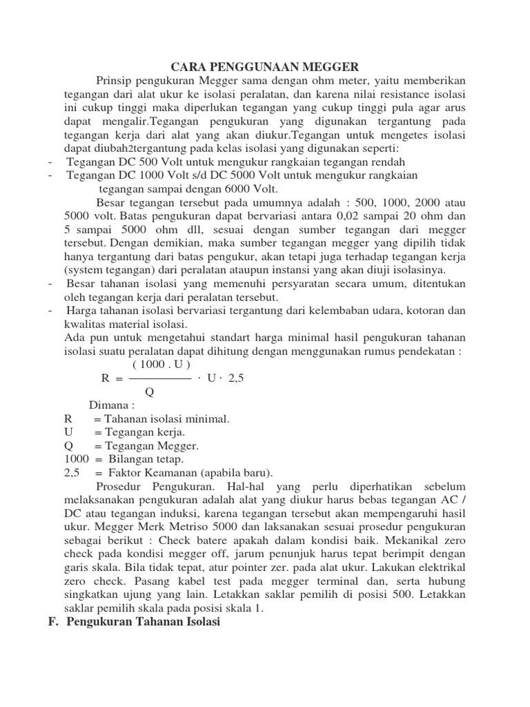 Panduan Penggunaan Alat Megger | PDF