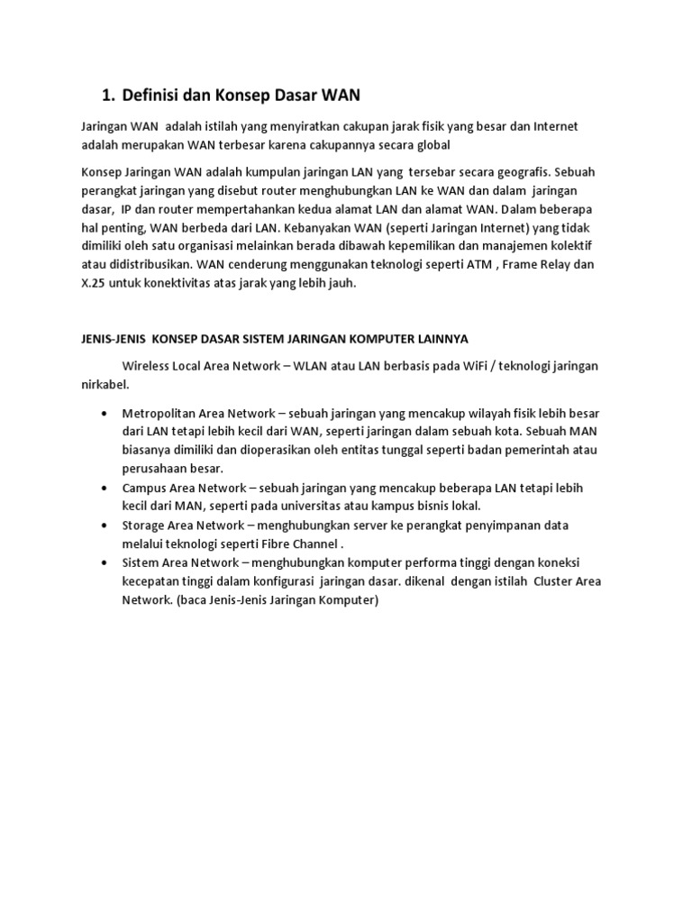 Definisi Dan Konsep Dasar WAN | PDF