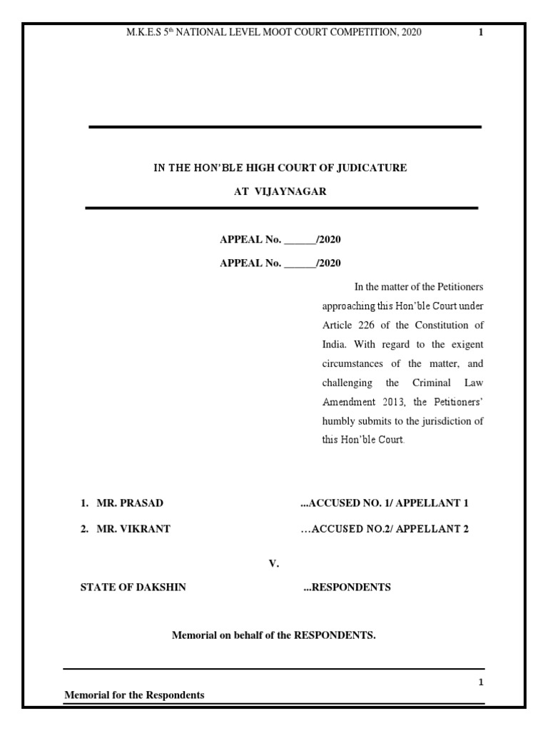 Respondent Memorial Draft | Capital Punishment | Sentence (Law)