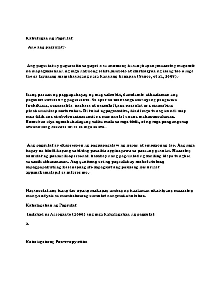 Kahulugan NG Pagsulat | PDF