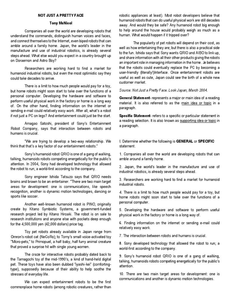 Not Just A Pretty Face | PDF | Robot | Robotics