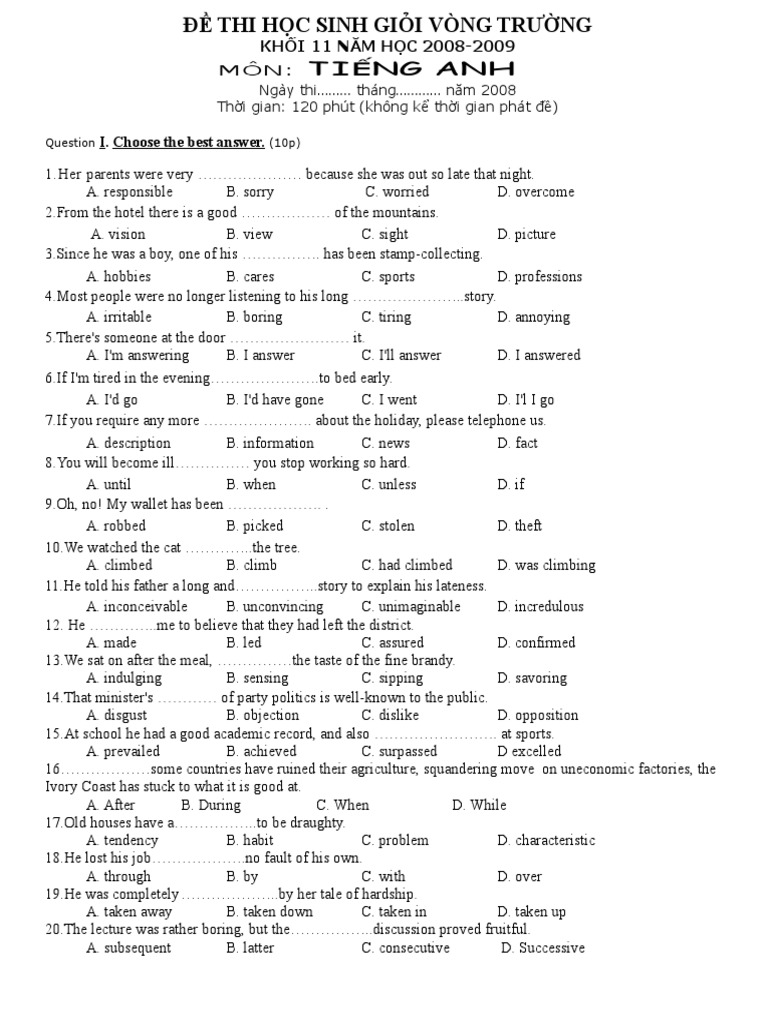 HSG Anh 11 Key | PDF | English Language
