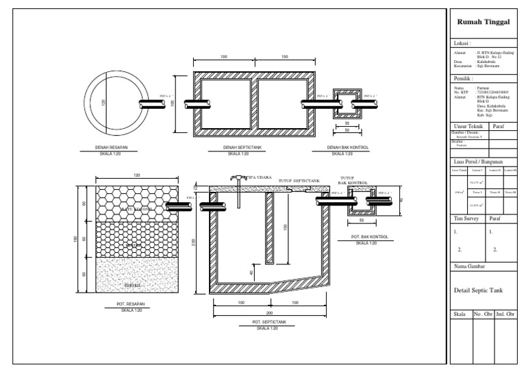 Denah dan Detail Septic Tank Rumah | PDF