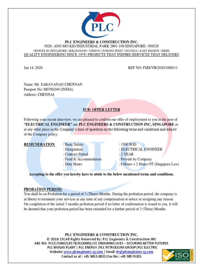 PLC Engineers & Construction Inc Mr. Saravanan Chennan | PDF ...
