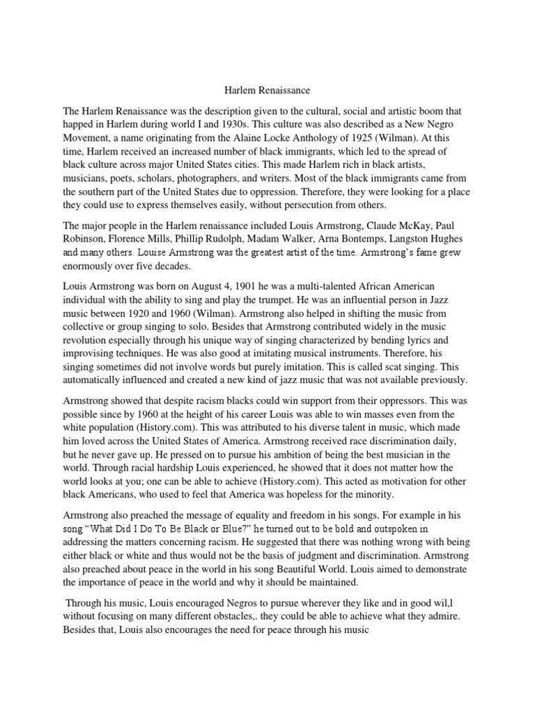 Harlem Renaissance Research Paper | PDF | Harlem Renaissance | Black People