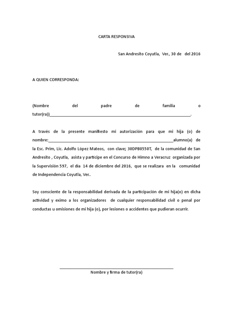 Carta Responsiva | PDF