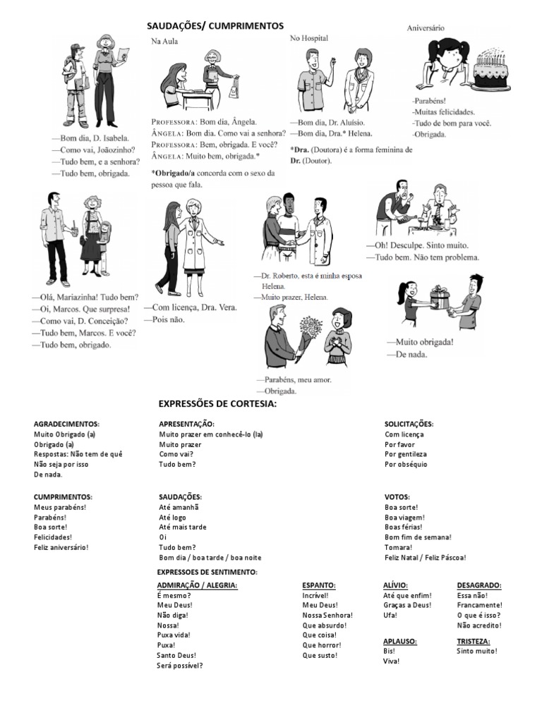 Cumprimentos em Portugues PLE | PDF