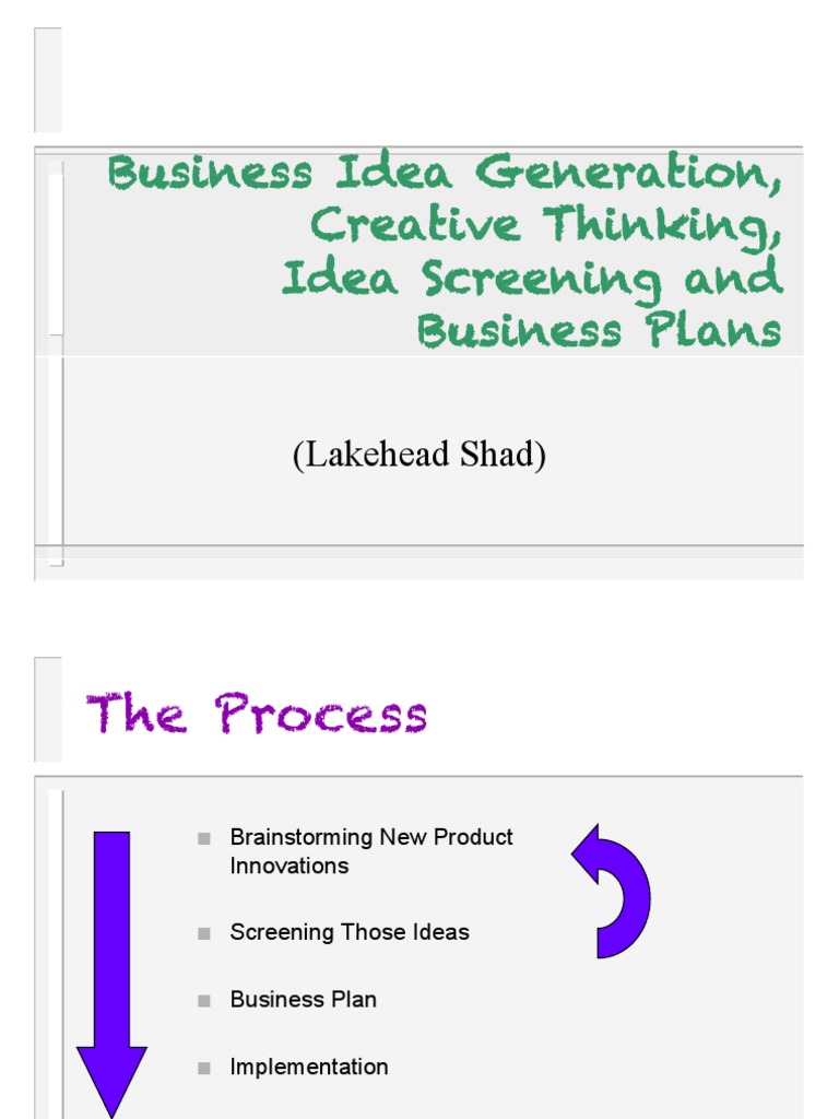 Business Idea Generation Process | PDF | Investor | Business Plan