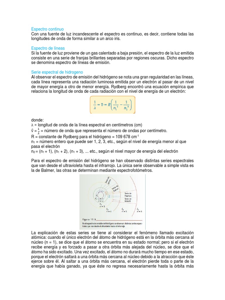 Espectro Continuo | PDF | Espectro de emisión | Orbital atómico