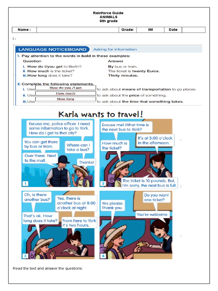 Reinforce Guide Animals 6th Grade | PDF
