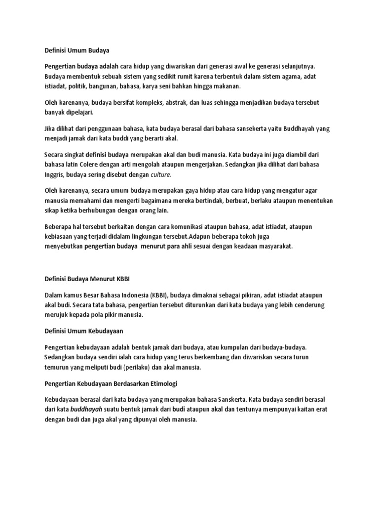 Definisi Umum Budaya | PDF