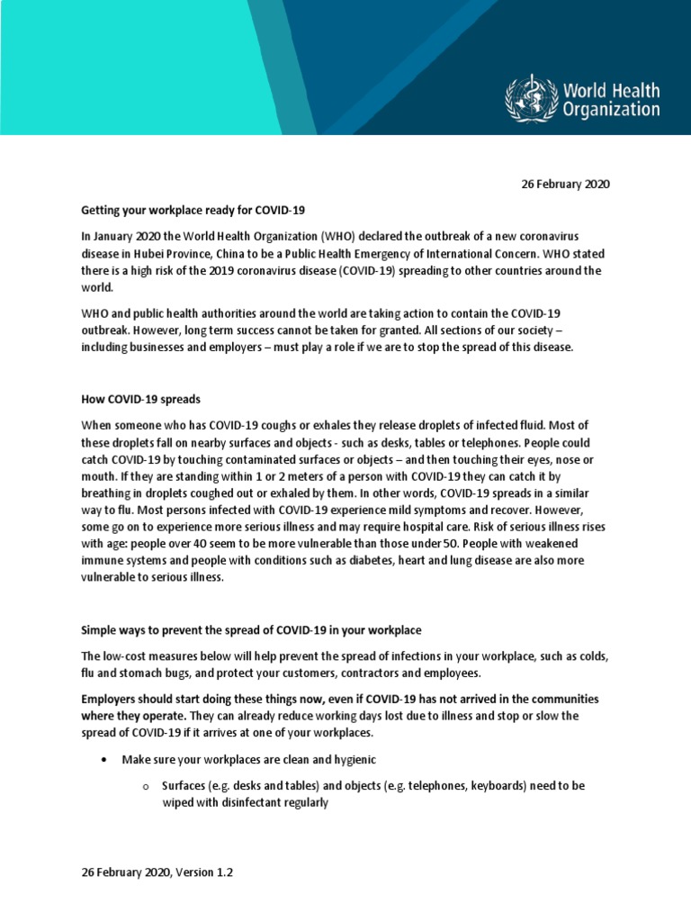 COVID-19 Workplace Prep Guide | PDF | Hand Washing | Hygiene