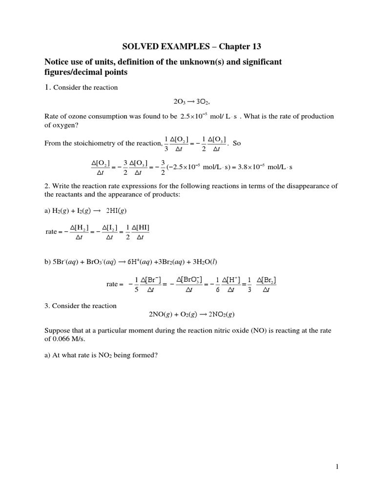 Solved Examples of Reaction Rates and Kinetics Calculations Involving ...
