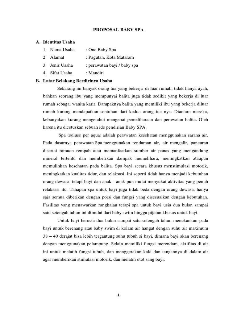 Proposal Baby Spa | PDF