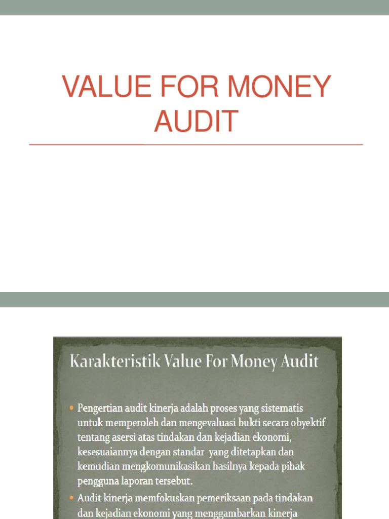 Value For Money Audit | PDF