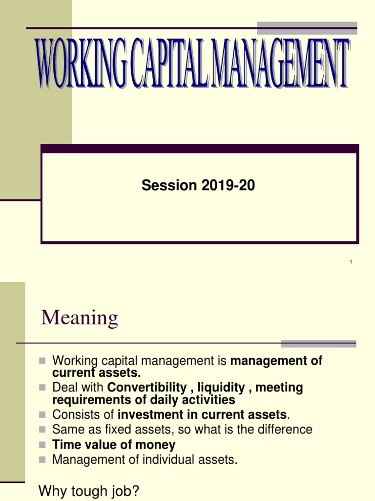 Working Capital Management | PDF | Working Capital | Debits And Credits