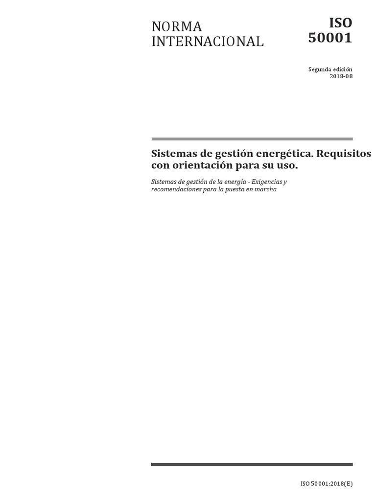 Iso 50001 - 2018 Esp | PDF | Uso eficiente de energía | Organización ...