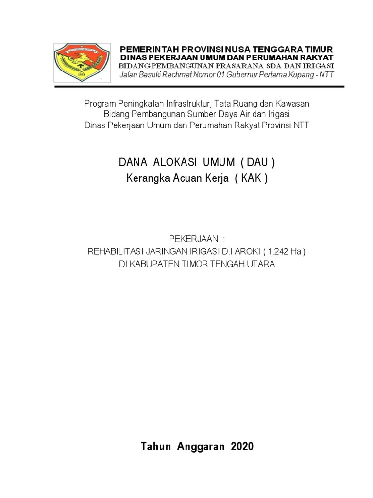 Rehabilitasi Irigasi Aroki NTT 2020 | PDF | Teknologi & Rekayasa