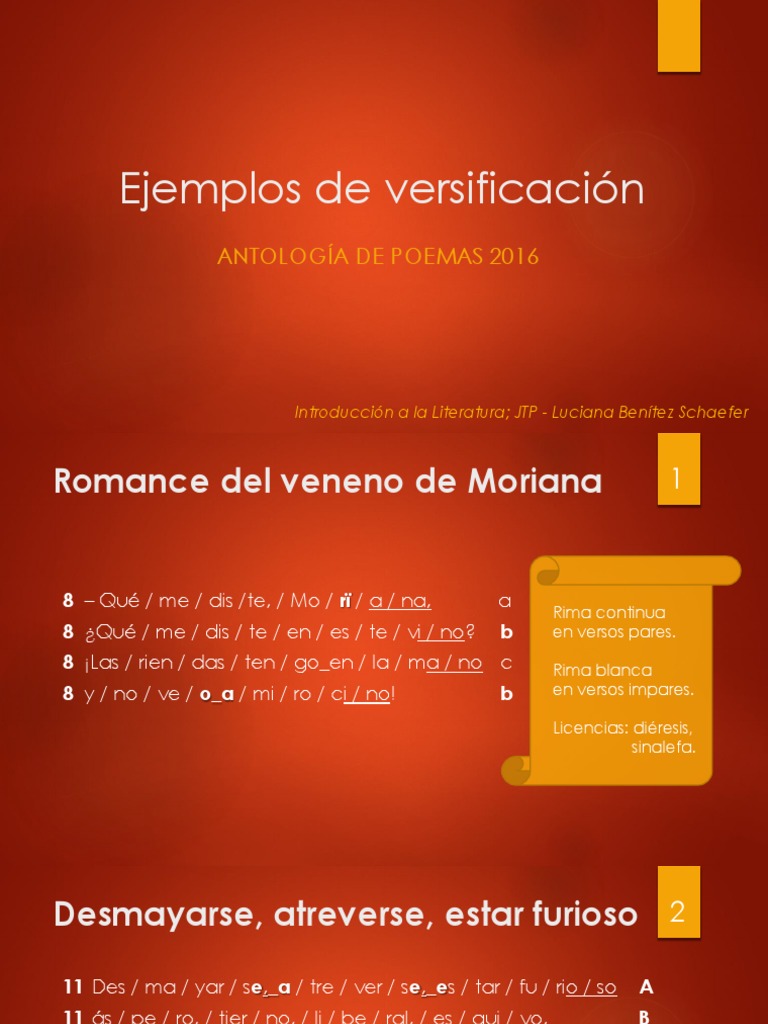 Ejemplos de versificación en la poesía | PDF | Rima | Forma poética