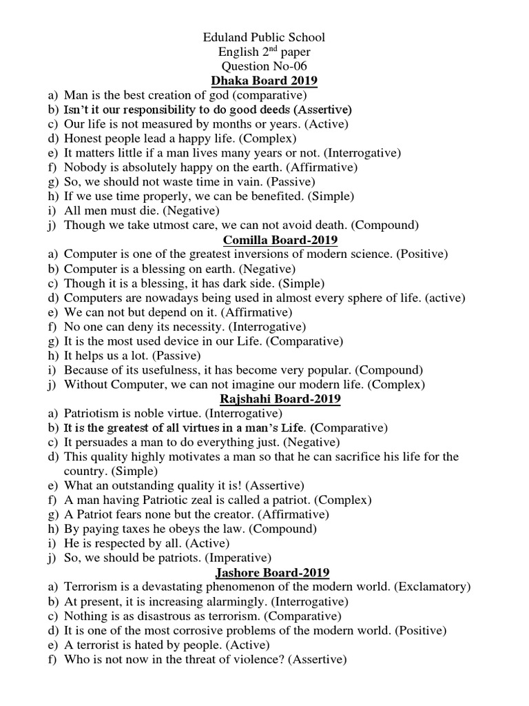 HSC Sentence Transformation Exercises | PDF