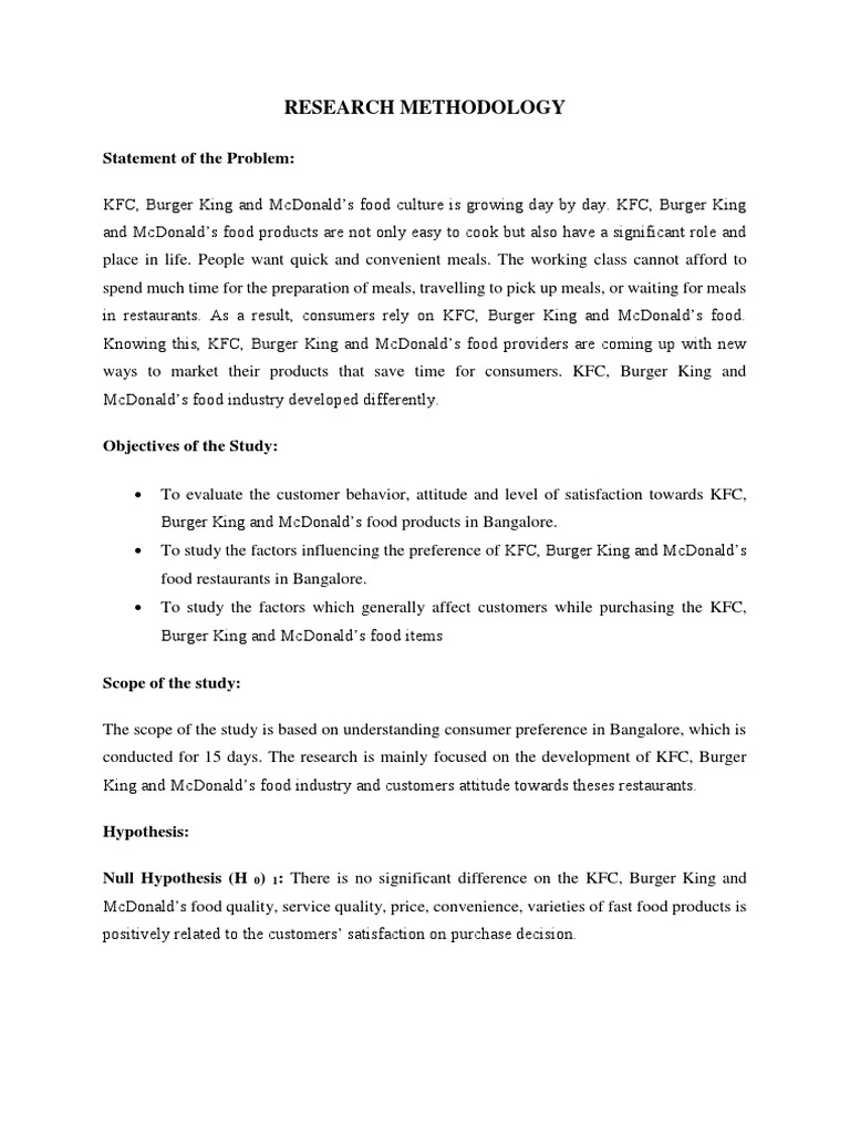 Research Methodology | PDF | Mc Donald's | Sampling (Statistics)