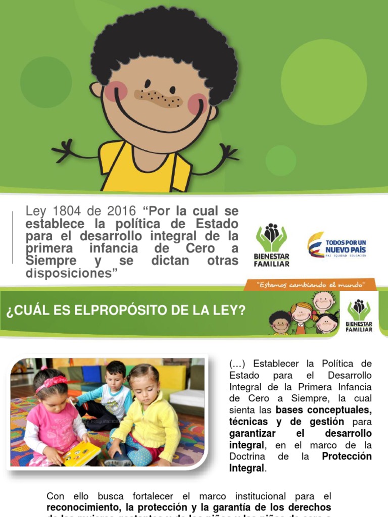 Ley 1804 de 2016 | PDF | Educación de la primera infancia | Infancia