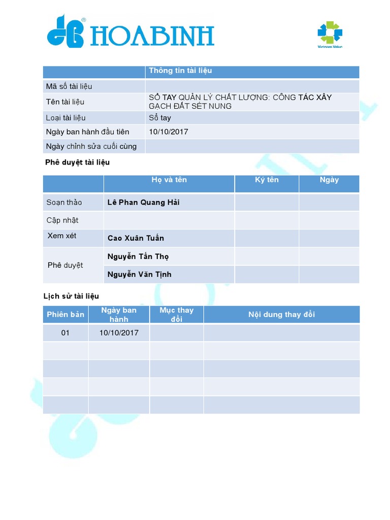 So Tay Cong Tac Xay Gach Dat Set Nung | PDF