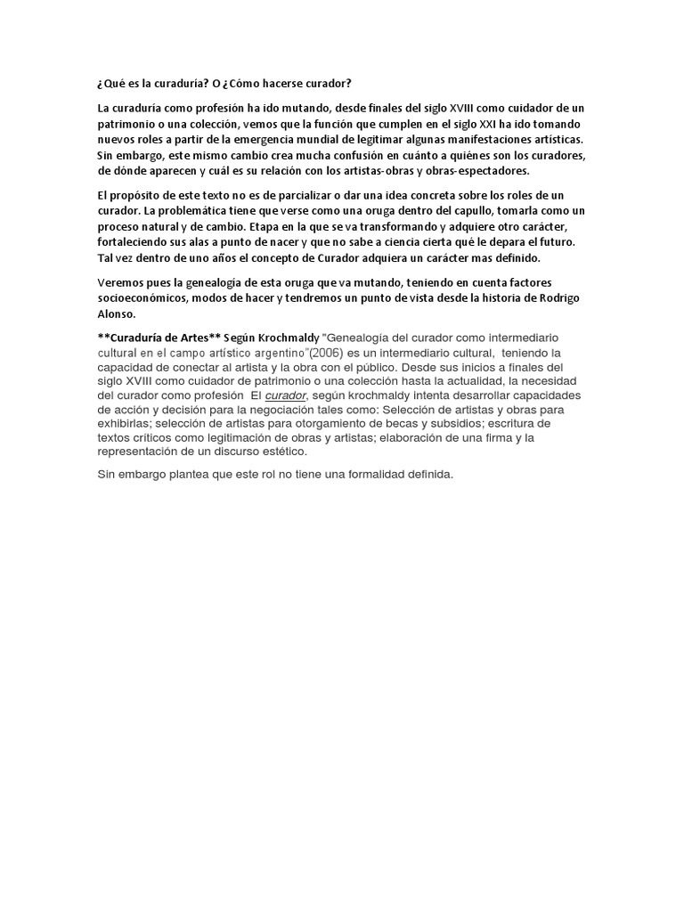 Qué Es La Curaduría | PDF