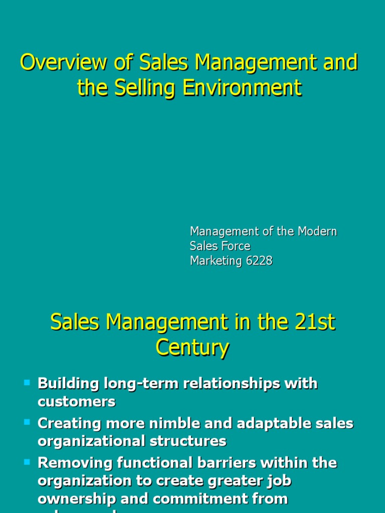 Overview of Sales Management and The Selling Environment | PDF | Sales ...