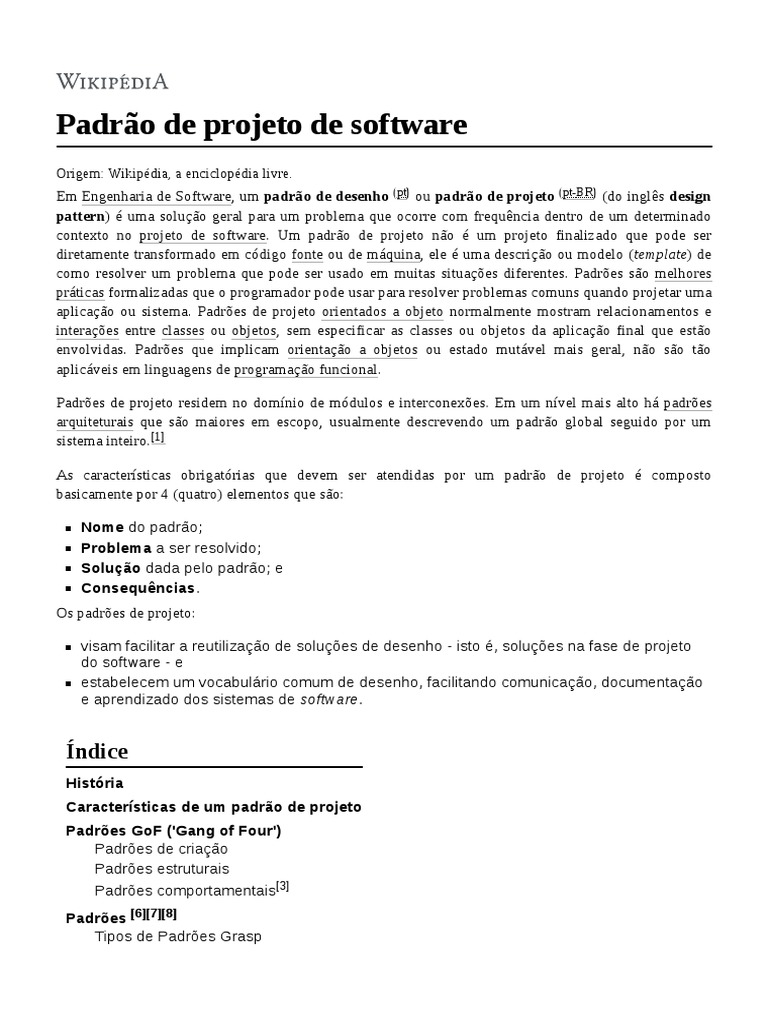 Padrão de Projeto de Software | PDF | Padrão de design de software | Desenvolvimento tecnológico