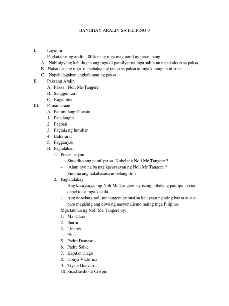 BANGHAY ARALIN SA FILIPINO Tle | PDF