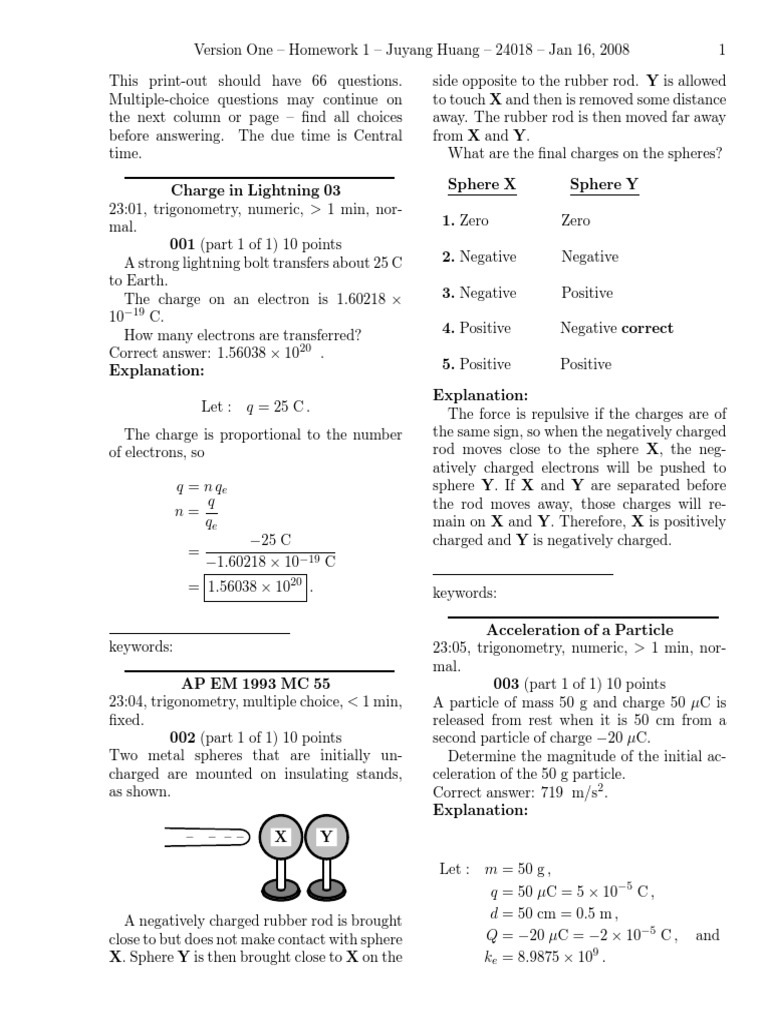 Physics Homework: Electrostatics Problems | PDF | Flux | Electric Field