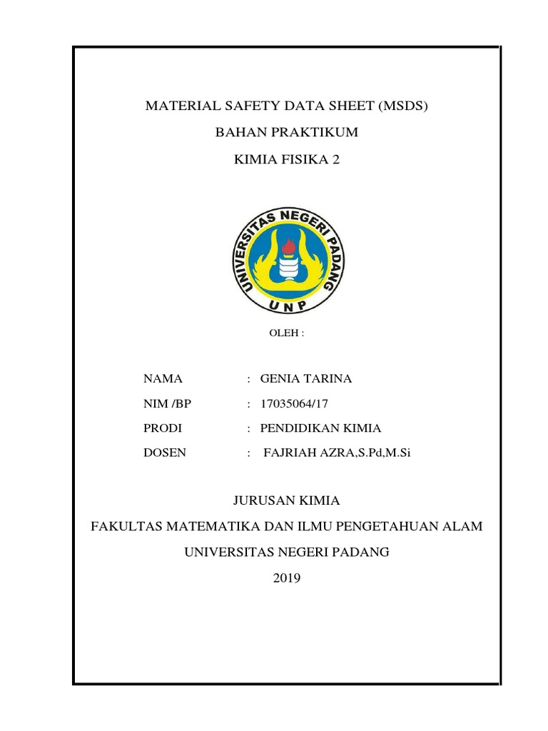 MSDS Amilum dan Bahan Kimia Lainnya | PDF | Memasak, Makanan, & Anggur ...