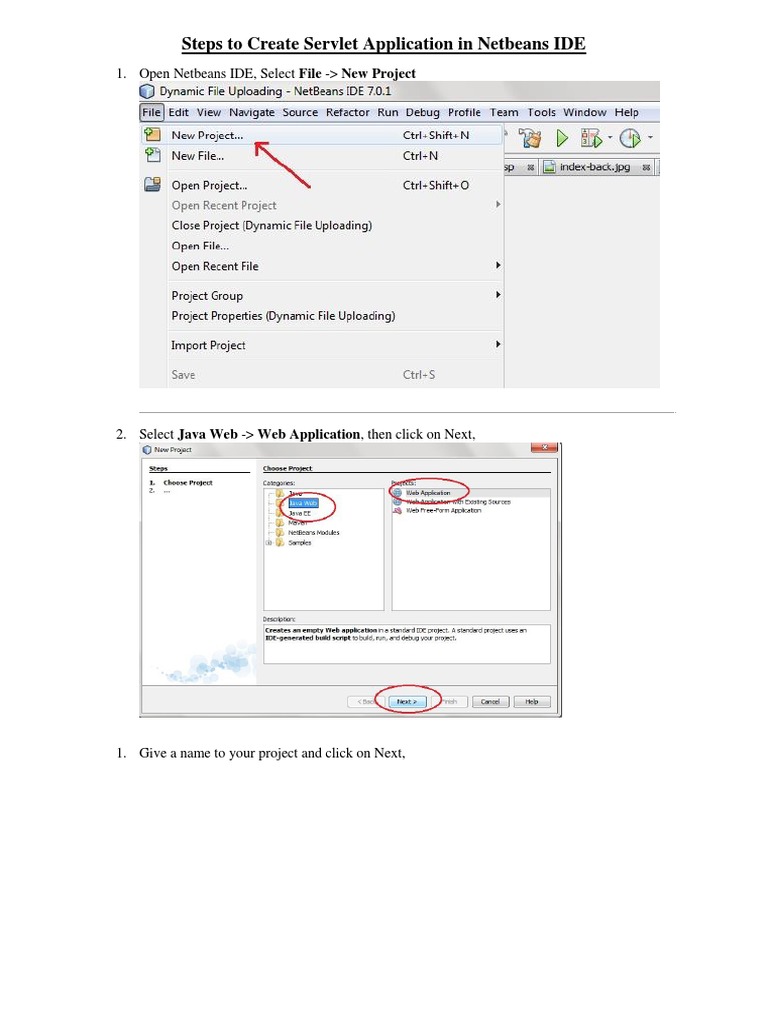 Steps To Create Servlet Application in Netbeans IDE | PDF | Java ...
