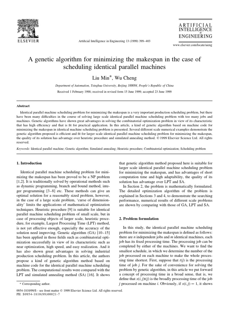 1999 A Genetic Algorithm For Minimizing The Makespan In The Case Of Scheduling Identical