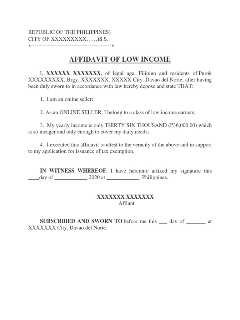 Affidavit of Low Income - SCRIBD | PDF